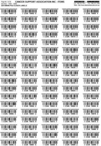 Barcode labels - Pre-printed - Dataman Barcode Systems